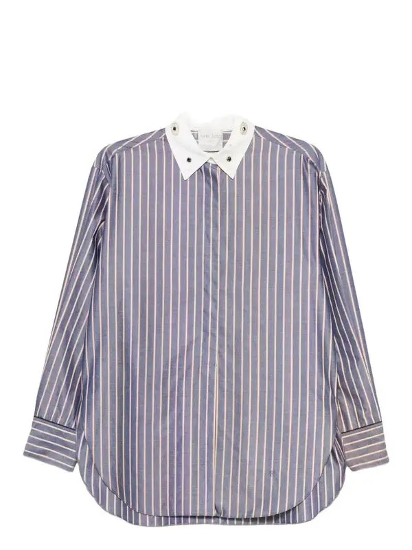 FORTE_FORTE Striped Crystal Embellished Shirt - Blue