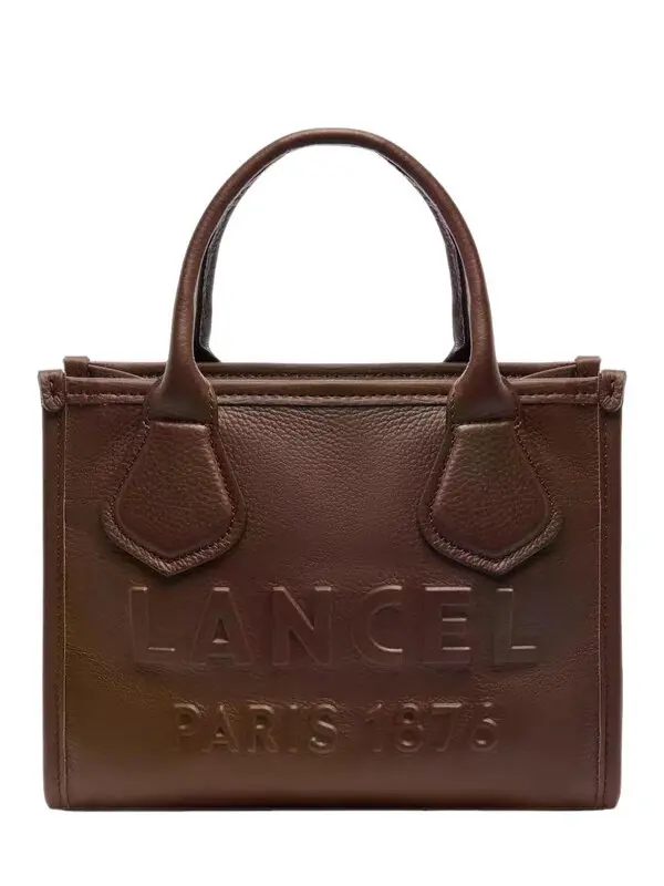 LANCEL Grained Leather Mini Tote Bag With Embossed Logo - Brown