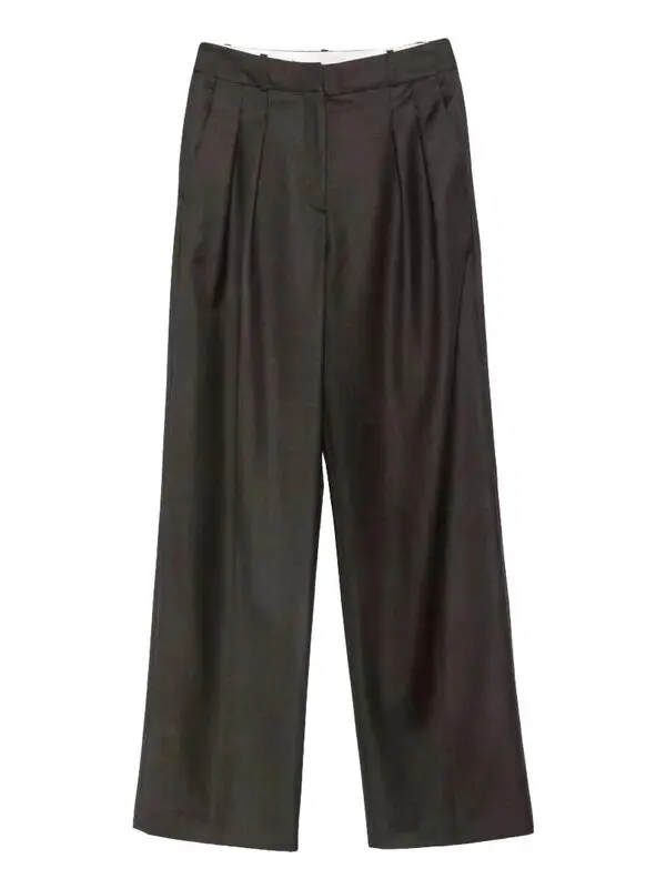 Loulou De Saison Pleated Straight-leg Trousers - Brown