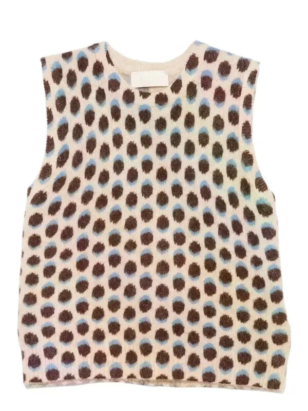 I BLUES Polka-dot Knitted Vest - Neutrals