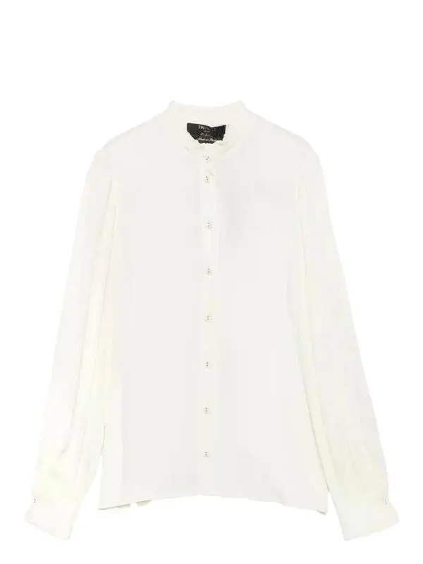 TWINSET Chevron-pattern Ruffled-collar Shirt - White