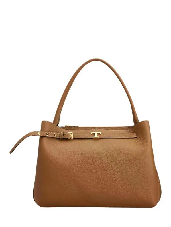 TOD'S Leather Handbag With T Signature Detail - Brown