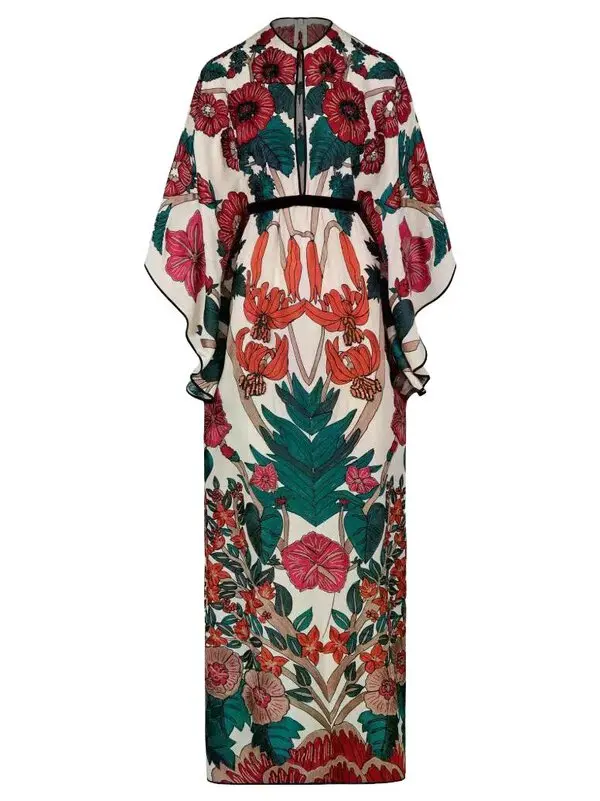 Johanna Ortiz Papillon Floral-print Silk Maxi Dress - Neutrals