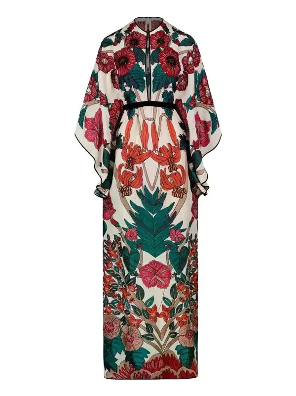 Johanna Ortiz Papillon Floral-print Silk Maxi Dress - Neutrals