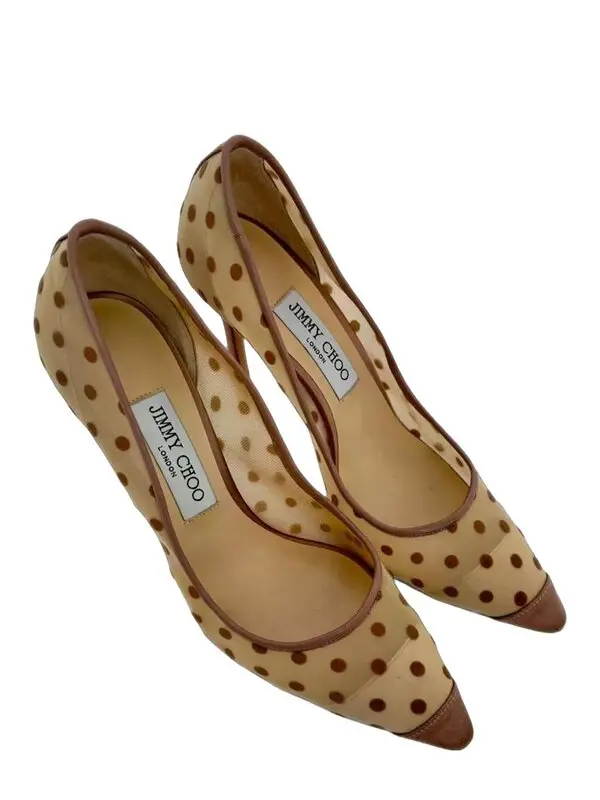 JIMMY CHOO Beige Polka Dot Mesh Stiletto Pumps - Neutrals