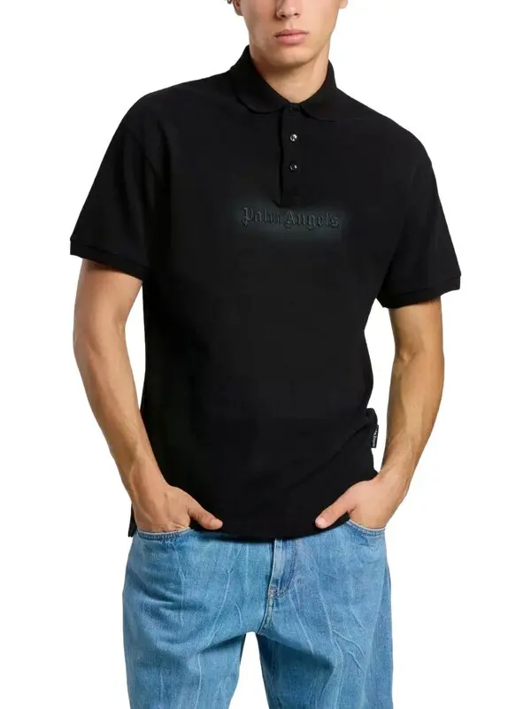 Palm Angels Logo Spray Regular Polo - Black