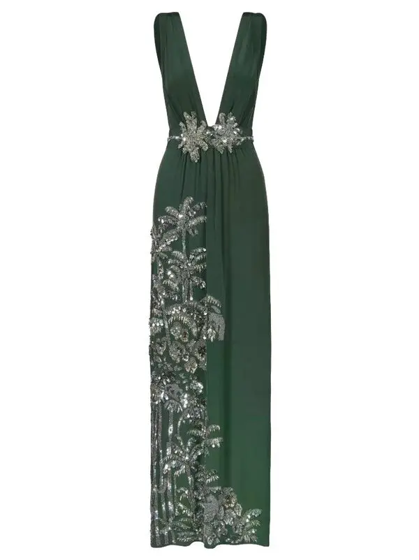Johanna Ortiz Expedición Elegante Sequin-embellished Silk Maxi Dress - Green