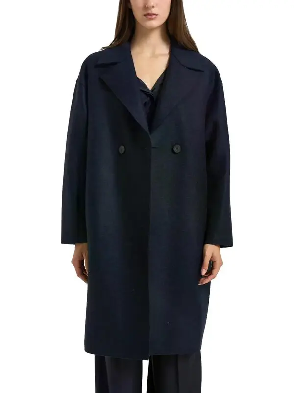 Harris Wharf London Double-breasted Notched-lapel Coat - Blue