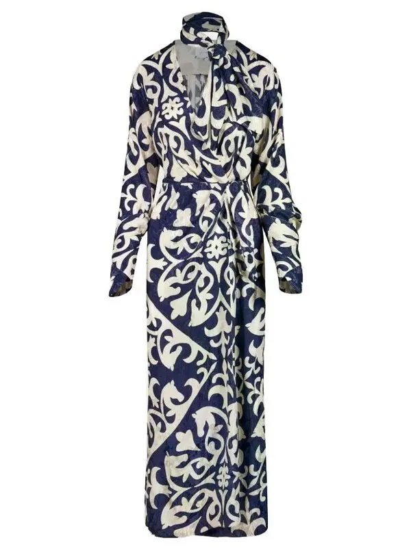 Johanna Ortiz Unmooring Wrap Midi Dress - Blue