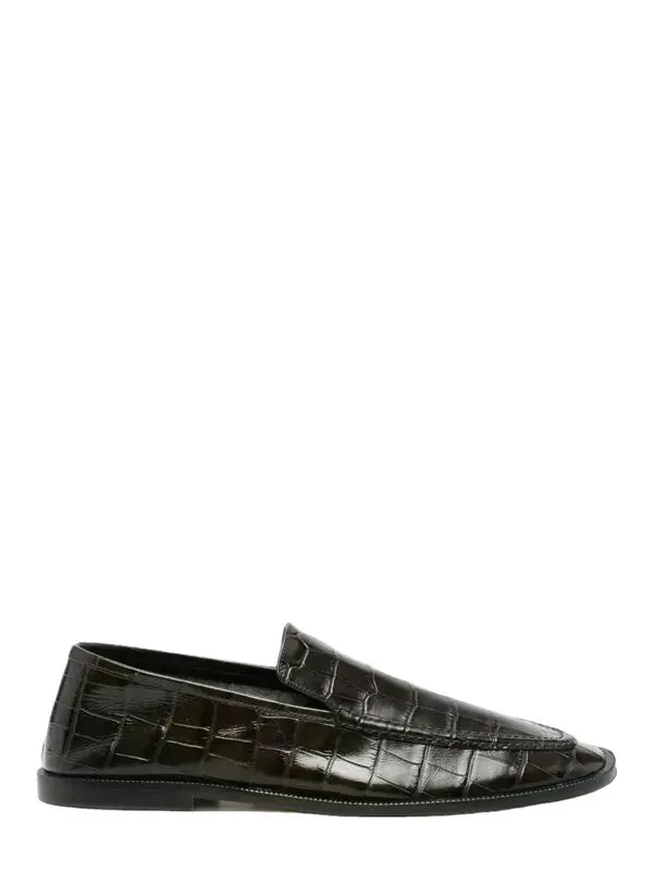 ALYSI Croc-effect Leather Loafers - Brown