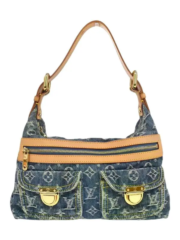 LOUIS VUITTON Monogram Denim Baggy Shoulder Bag - Blue