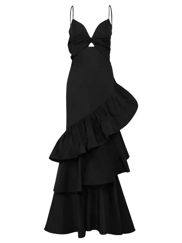 Johanna Ortiz Viva La Vida Ruffled Maxi Dress - Black