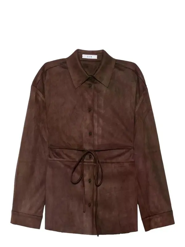 ELEH Belted Faux-suede Shirt - Brown