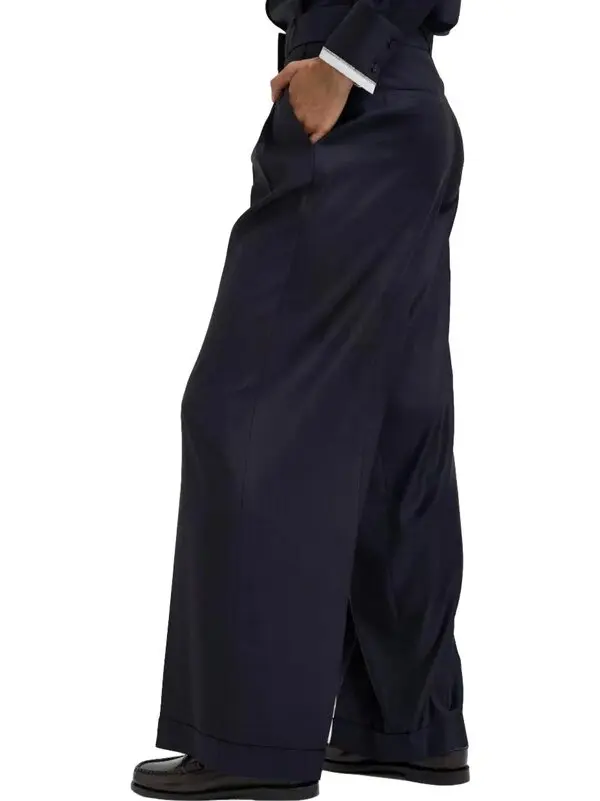Peserico Pleated Turn-up Trousers - Blue