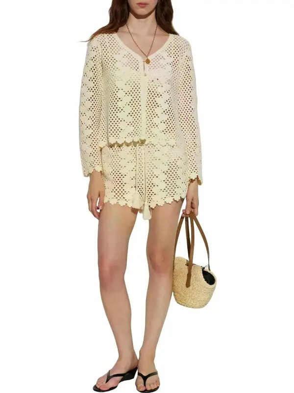 Posse Saskia Crochet-knit Shorts - Neutrals