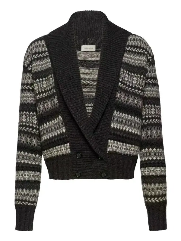 Magda Butrym Fair Isle Pattern Shawl Collar Cardigan - Grey