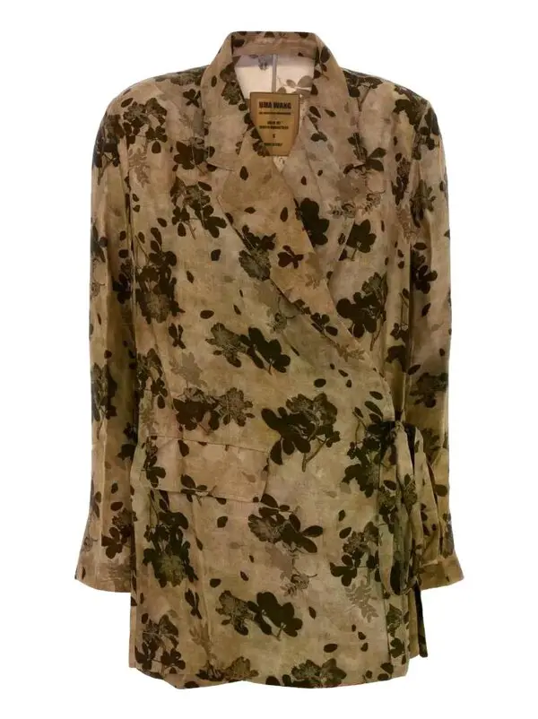 UMA WANG Floral-print Wrap Blazer - Brown