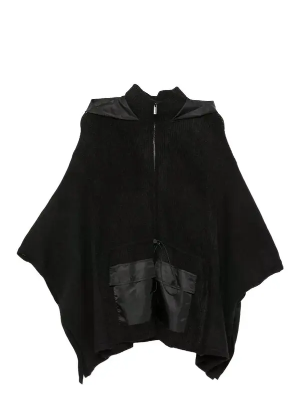 TWINSET Hooded Drawstring Poncho - Black