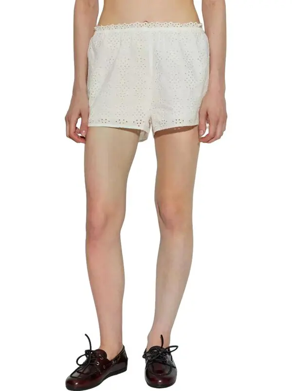 Posse Harriet Broderie-anglaise Shorts - White