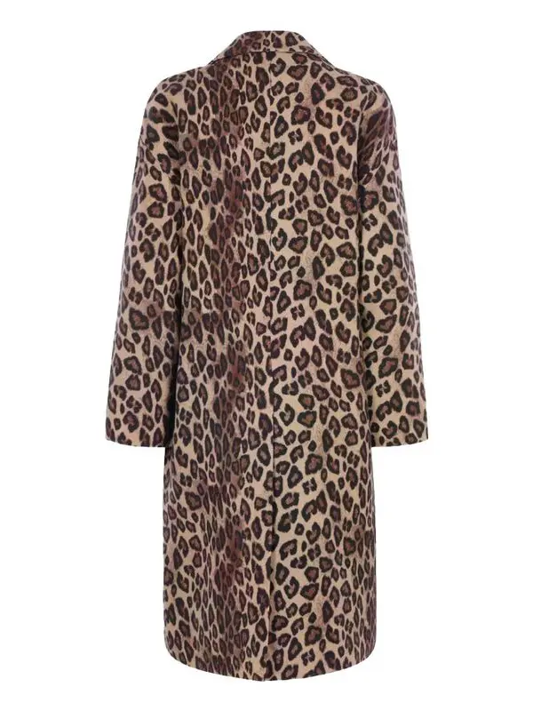 Alberto Biani Leopard Print Double-breasted Coat - Neutrals