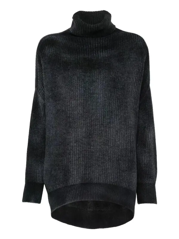 Avant Toi Ribbed Knit Roll Neck Sweater - Blue