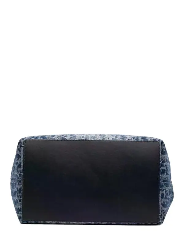 Dior 2024 Medium Oblique Denim Toujours Tote Bag - Blue