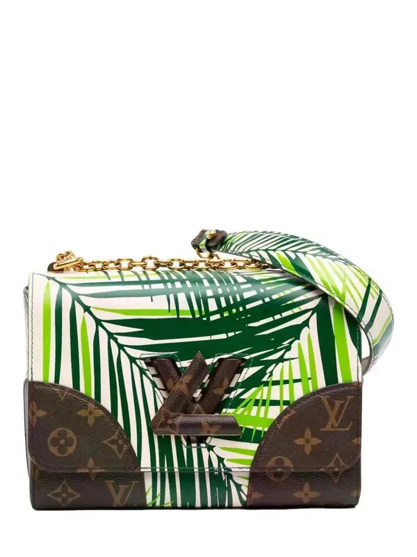 LOUIS VUITTON Monogram Palm Print Twist Mm Cross Body Bag - White