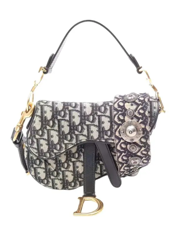 Dior Oblique Jacquard Saddle Shoulder Bag - Blue