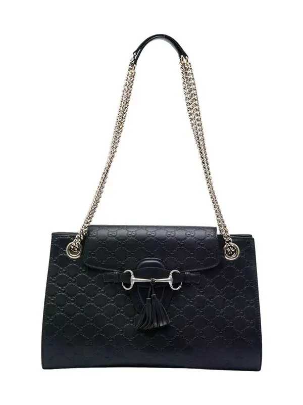 Gucci Large Ssima Emily Shoulder Bag - Black