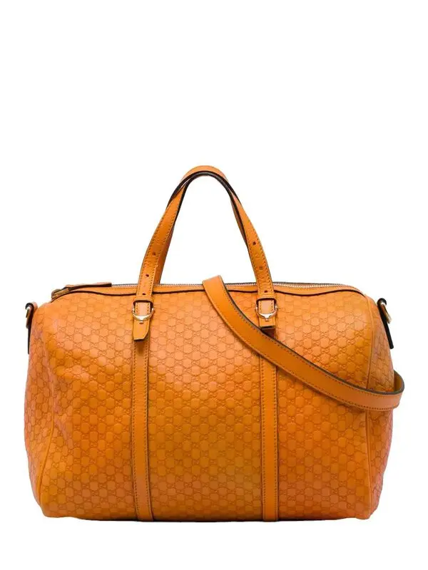 Gucci Embossed Leather Boston Bag Satchel - Orange