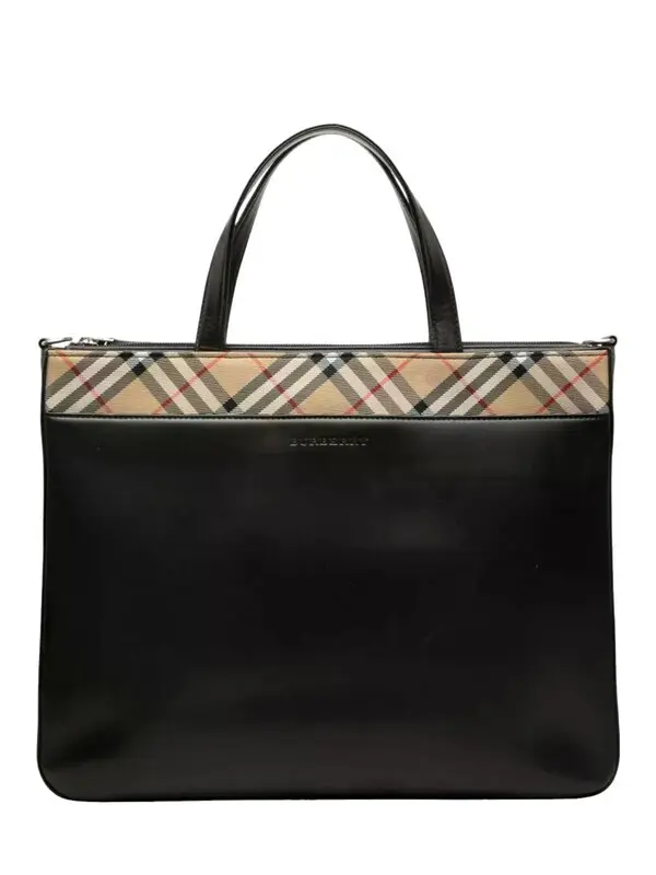 Burberry 2000-2017 Nova Check Canvas Trimmed Leather Satchel - Black