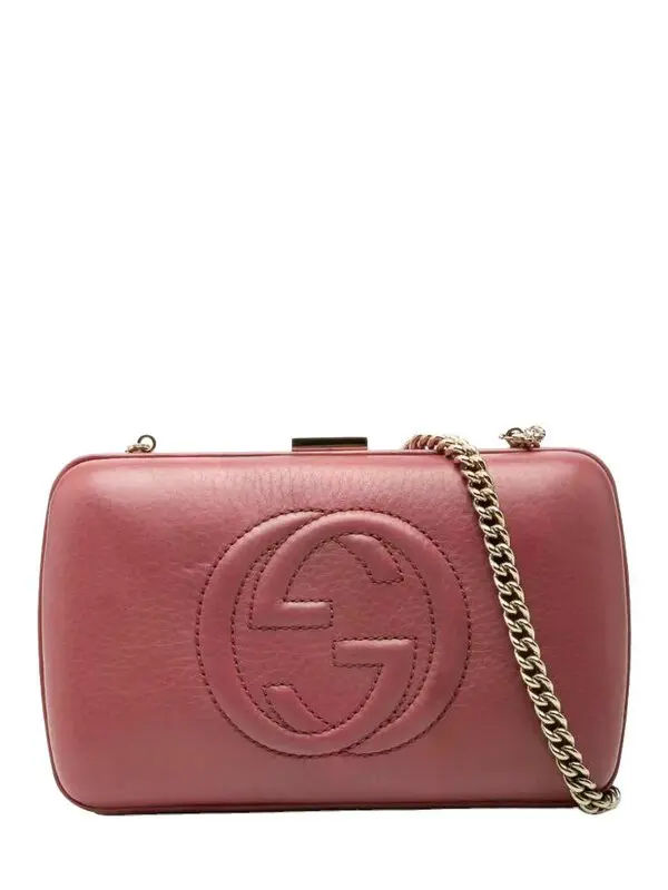 Gucci Calfskin Soho Clutch On Chain Crossbody Bag - Pink