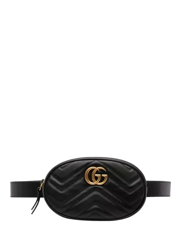 Gucci Gg Marmont Matelasse Calfskin Belt Bag - Black