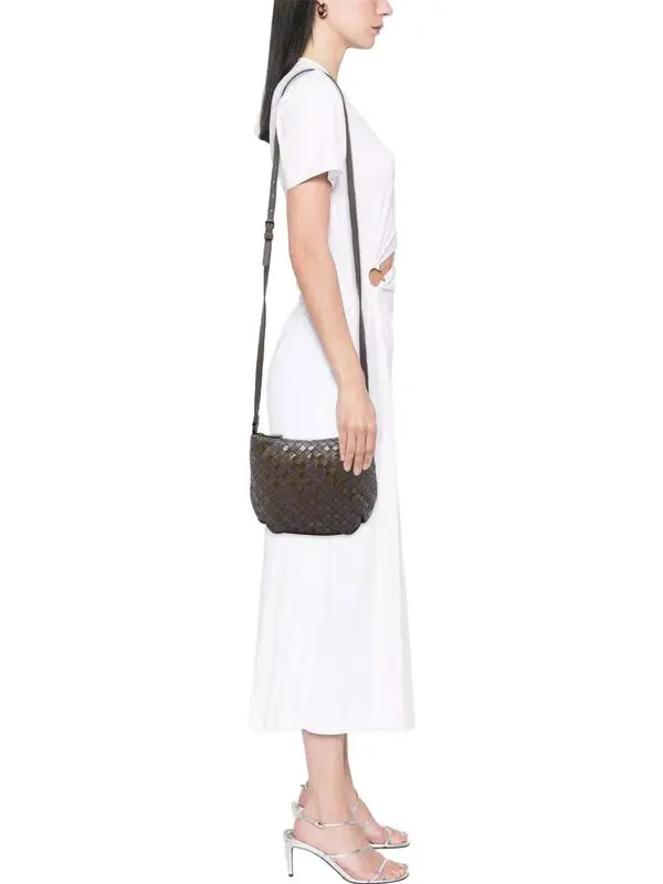 Bottega Veneta Nappa And Patent Intrecciato Cross Body Bag - Brown