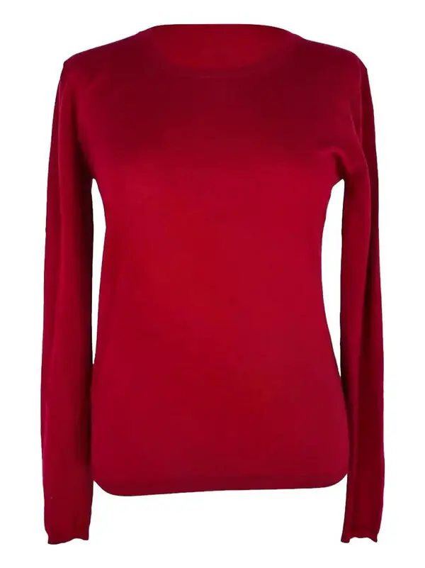 Miu Miu Fine Knit Round Neck Long Sleeve Sweater - Red