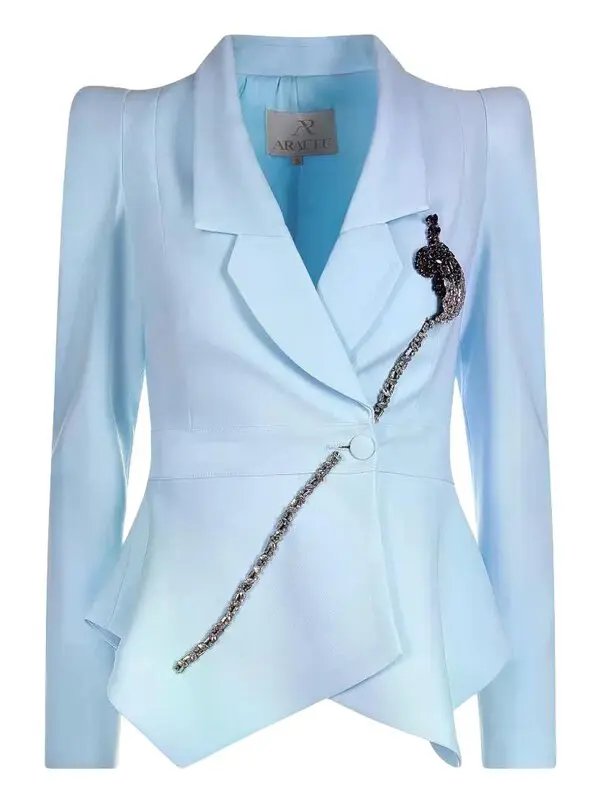 ARAFTU Embellished Peplum Suit With Wide-leg Trousers - Blue