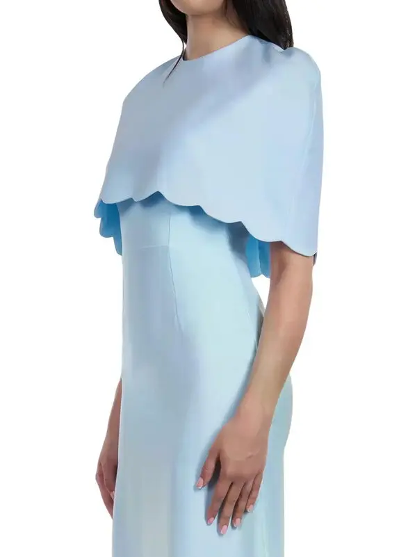 ARAFTU Arafatu Scalloped-edge Cape Overlay Midi Dress - Blue
