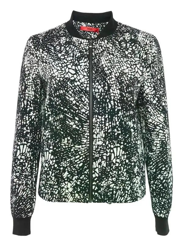 Hugo Boss Crackle Print Bomber Jacket - Black