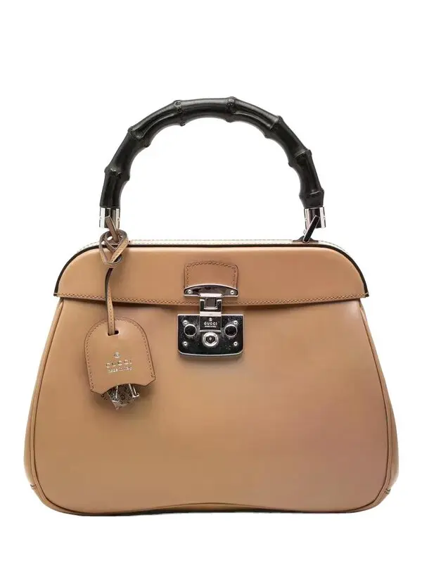 Gucci Smooth Calfskin Bamboo Lady Lock Handbag - Neutrals