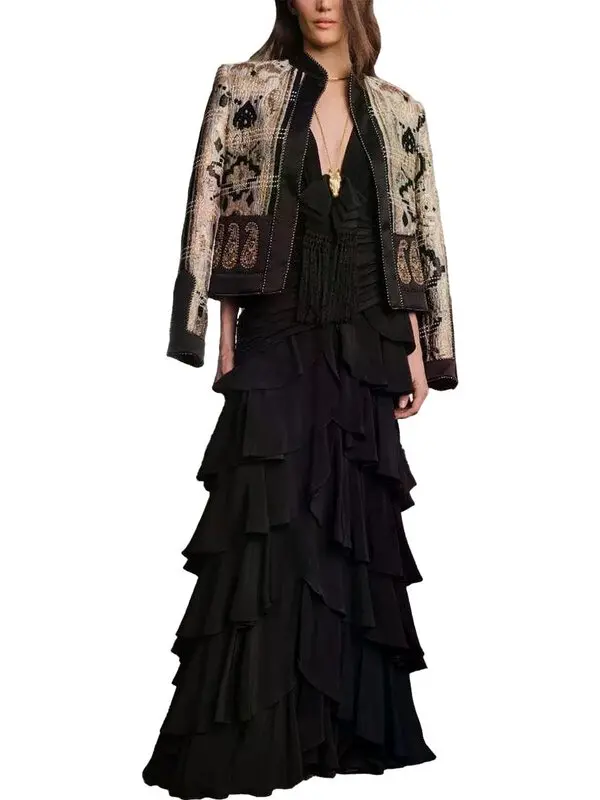 Johanna Ortiz Ruffled Tiered Maxi Dress - Black