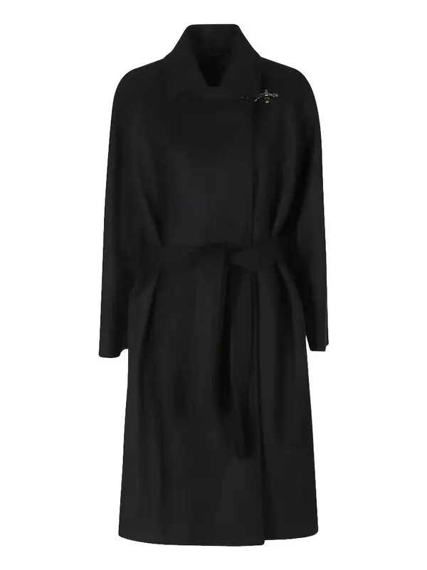 FAY Belted Single-vent Coat - Black