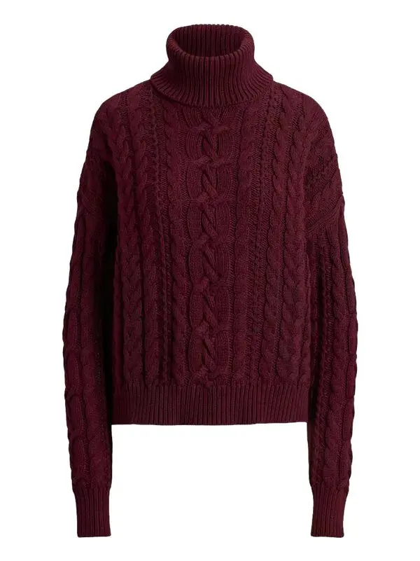 Ralph Lauren Cable-knit Turtleneck Sweater - Red