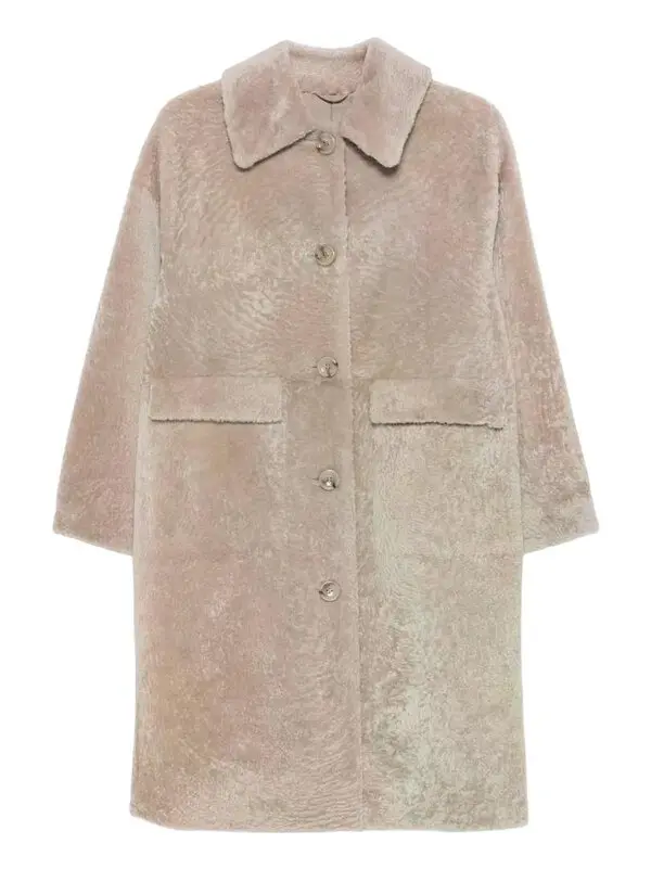 MANZONI 24 Shearling Finish Button-down Coat - Neutrals