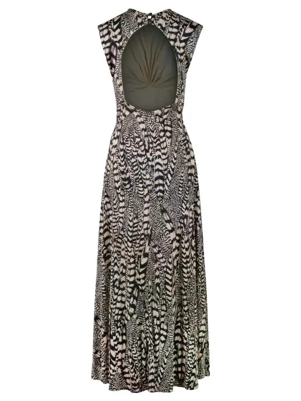 Johanna Ortiz Silent Rising Feather-print Maxi Dress - Black
