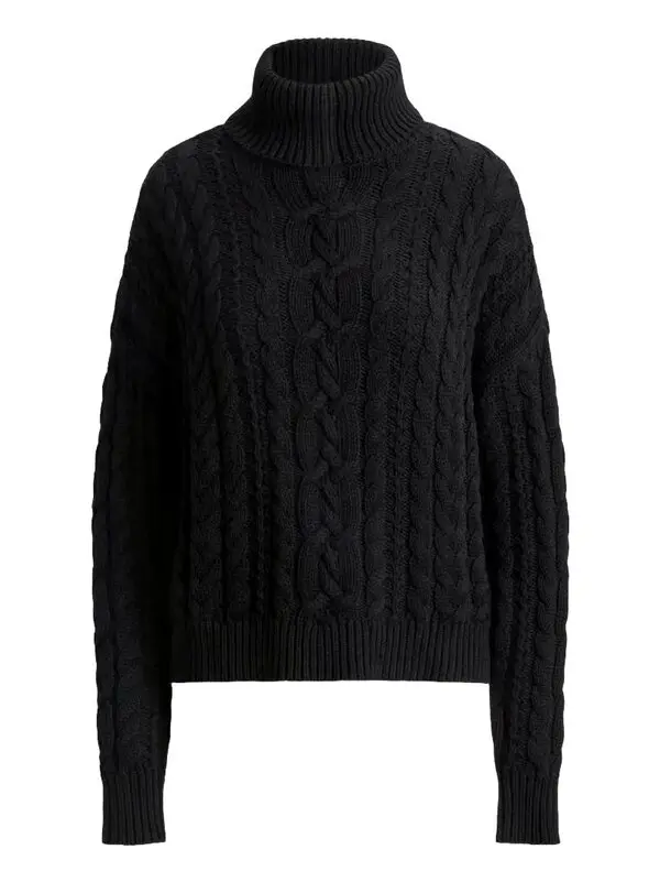 Ralph Lauren Cable-knit Turtleneck Sweater - Black