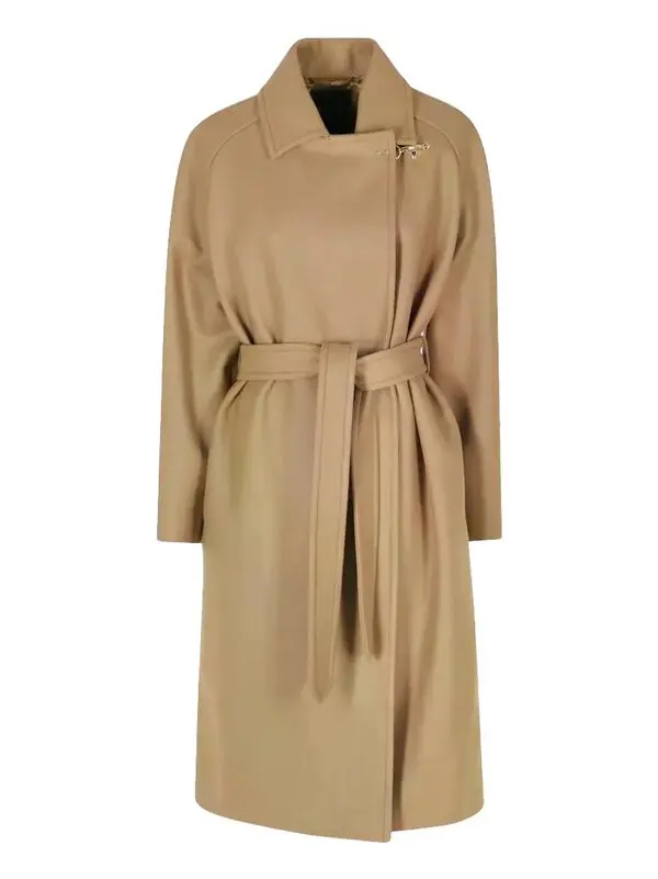 FAY Belted Single-breasted Coat - Neutrals