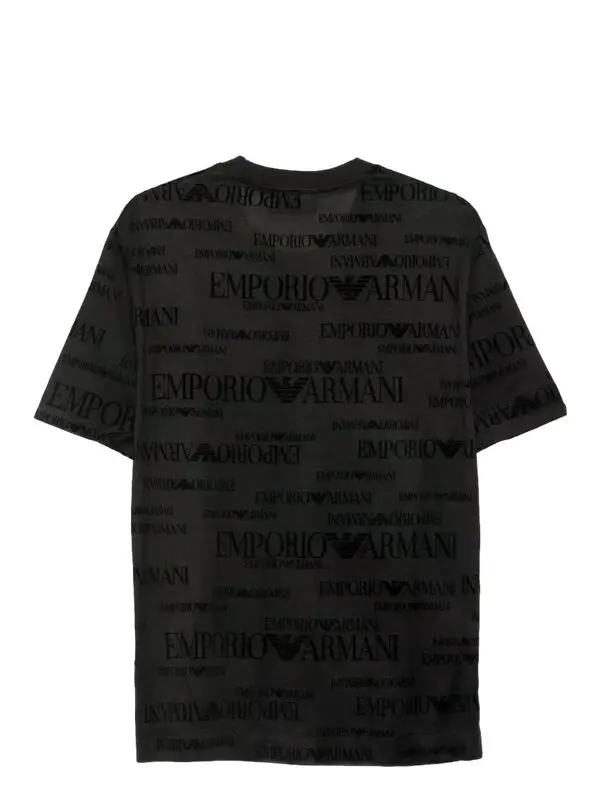Emporio Armani All-over Logo-print T-shirt - Black