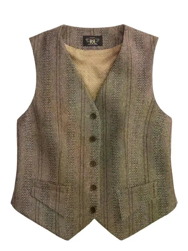 Ralph Lauren Herringbone Button Vest - Neutrals