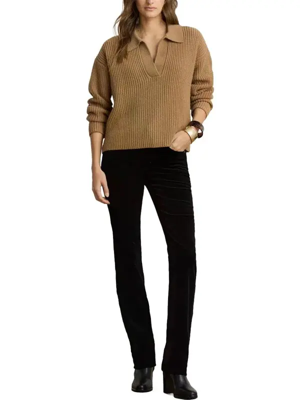 Ralph Lauren Ribbed Collared Sweater - Brown