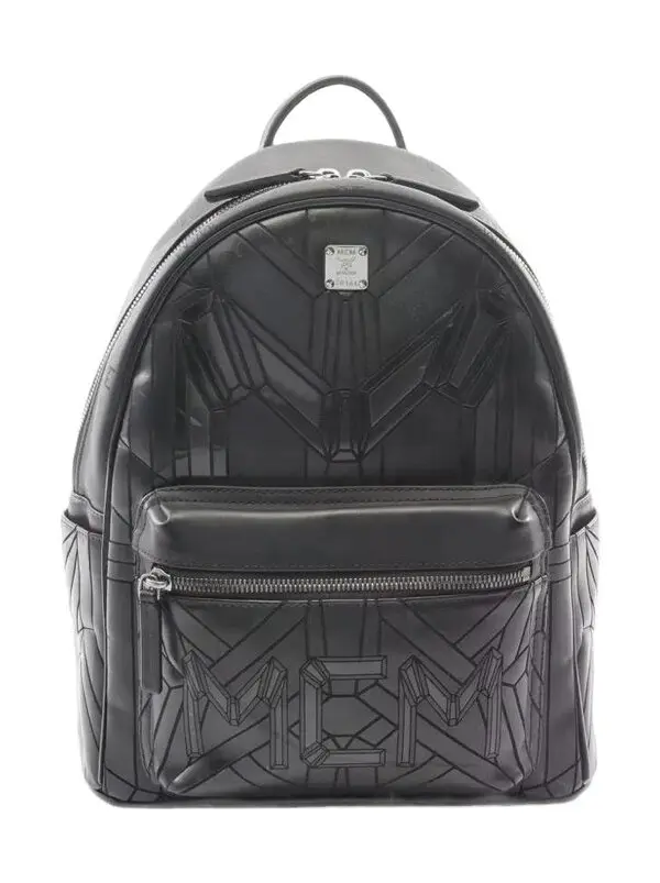 Mcm Geometric Logo Print Backpack - Black
